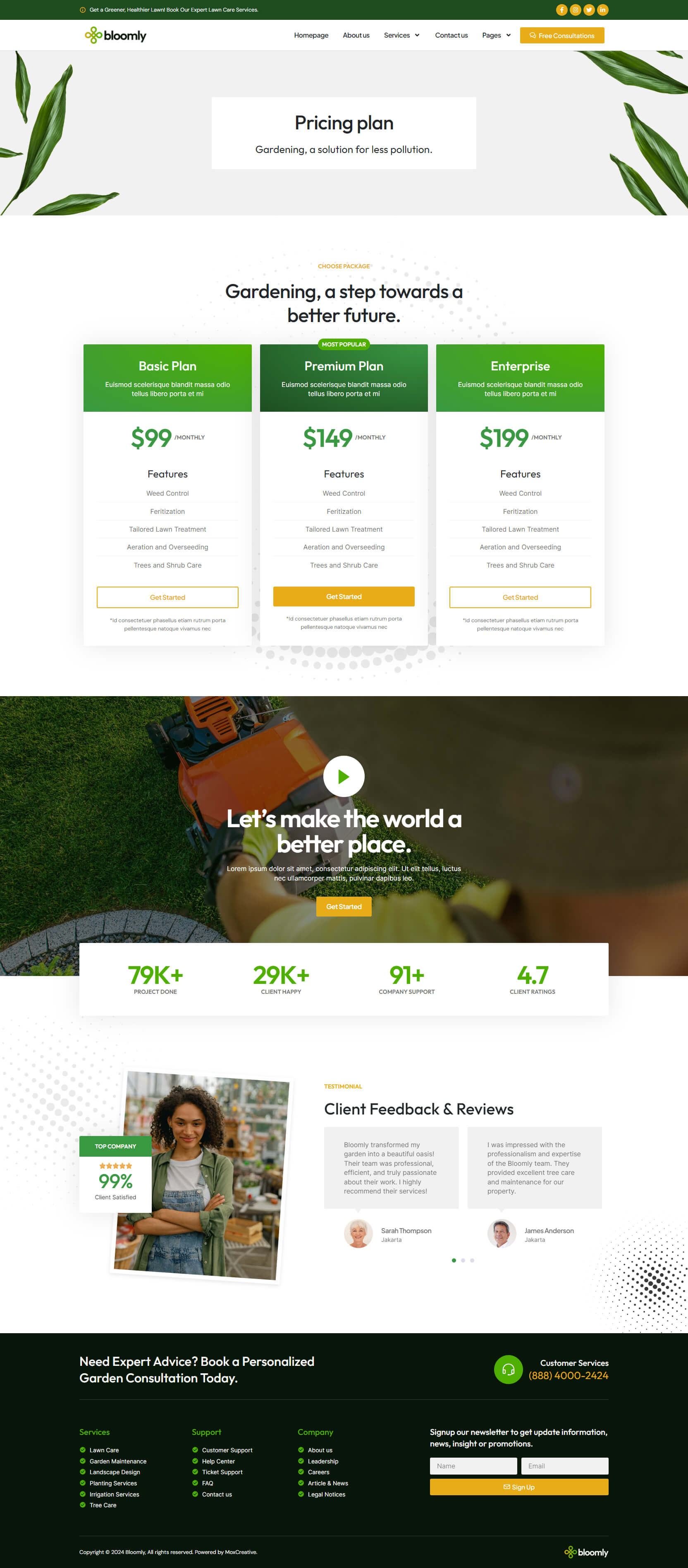 Bloomly - Landscape & Gardening Service Elementor Pro Template Kit by moxcreative